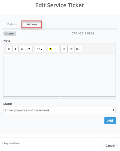 Creating, updating and resolving service tickets